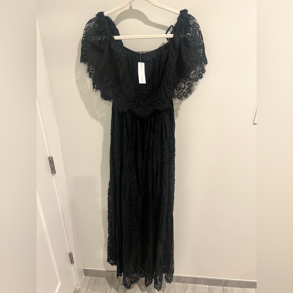 Baltic Born Caroline Black Lace Maxi Dress - Size S - Gem